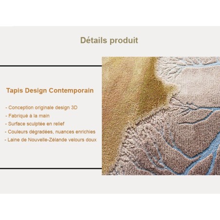 Tapis 3D Velours Sculpté en Relief la Terre Vue Depuis le Ciel