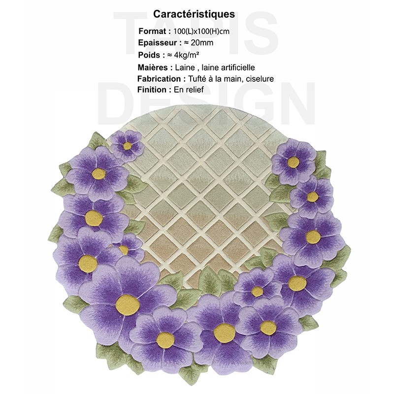 Tapis Design Chic Stylé Fait A La Main Fleur Du Jardin Dans La Campagne