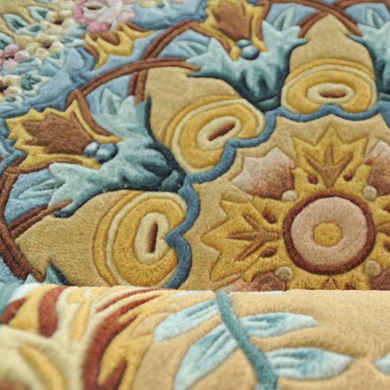 Achat Tapis Fleur En Relief Laine De Qualité Sur Mesure Fait A La Main