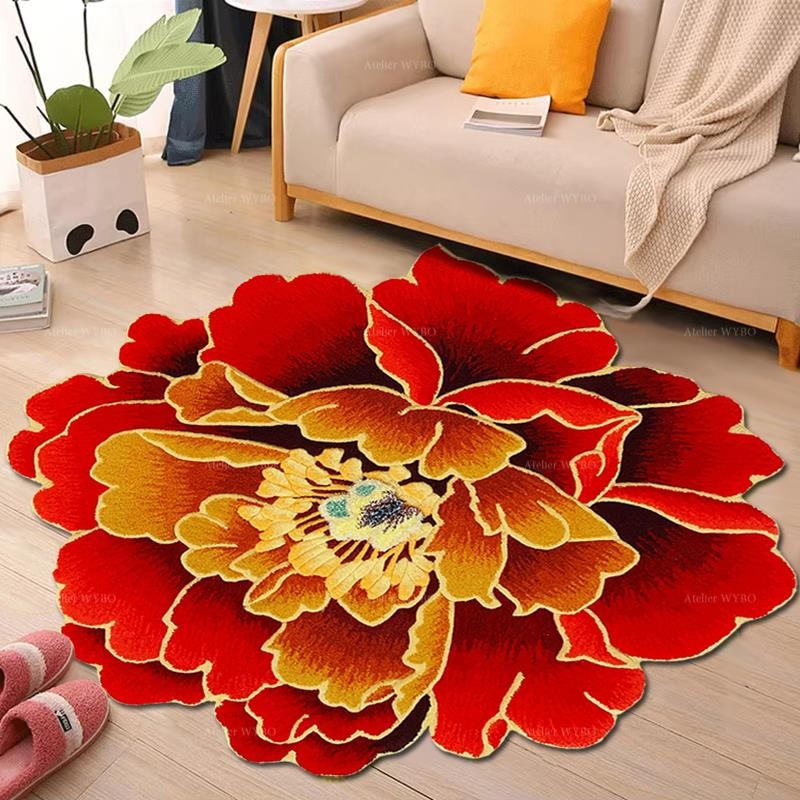Achat Tapis Fleur En Relief Laine De Nouvelle-Zélande Fait A La Main